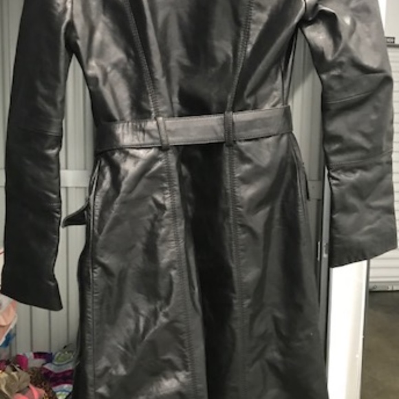 bebe | Jackets & Coats | Rare Unworn Black Leather Trench Coat By Bebe ...
